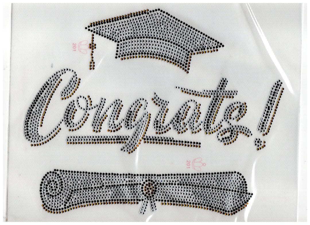 Graduate Cap Graduation Rhinestone Iron on Heat Press Crystal MOTIF ...