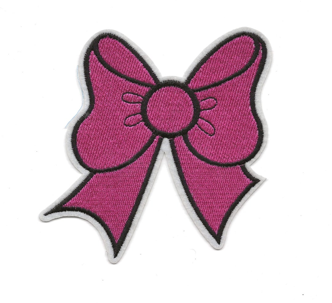 Pink Bow Patch, Ribbon Embroidery Patch Iron on or Sew-on Accessory ...