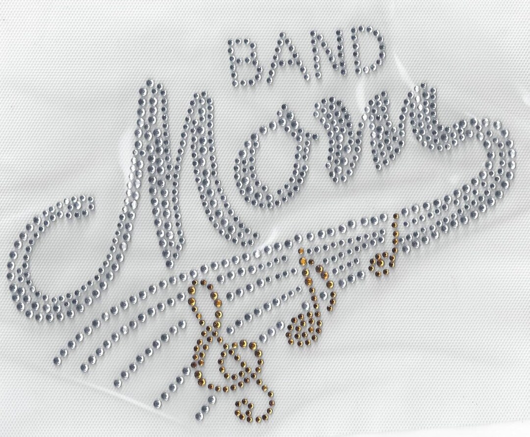 Band Mom Rhinestone Iron on Heat Transfer MOTIF Applique Hotfix Crystal ...