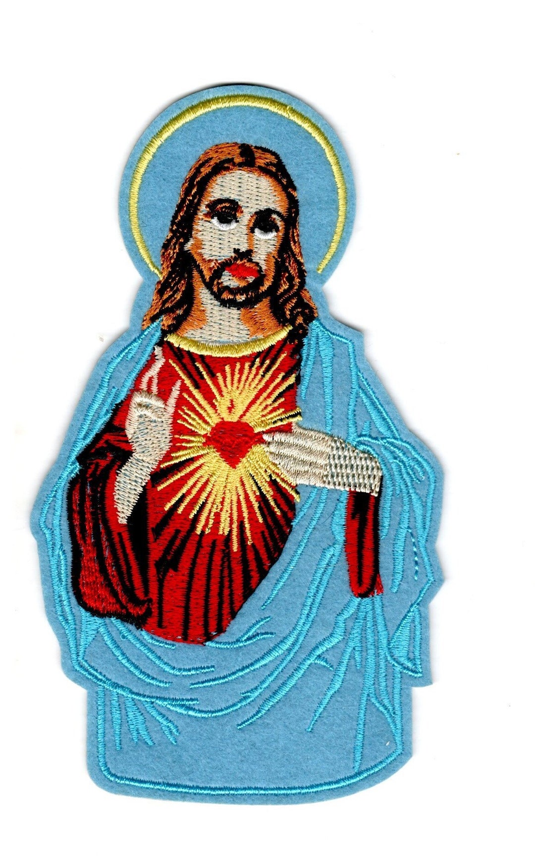 Sacred Heart Embroidery Patch, Embroidered Sacred Heart Patch, Sew On ...