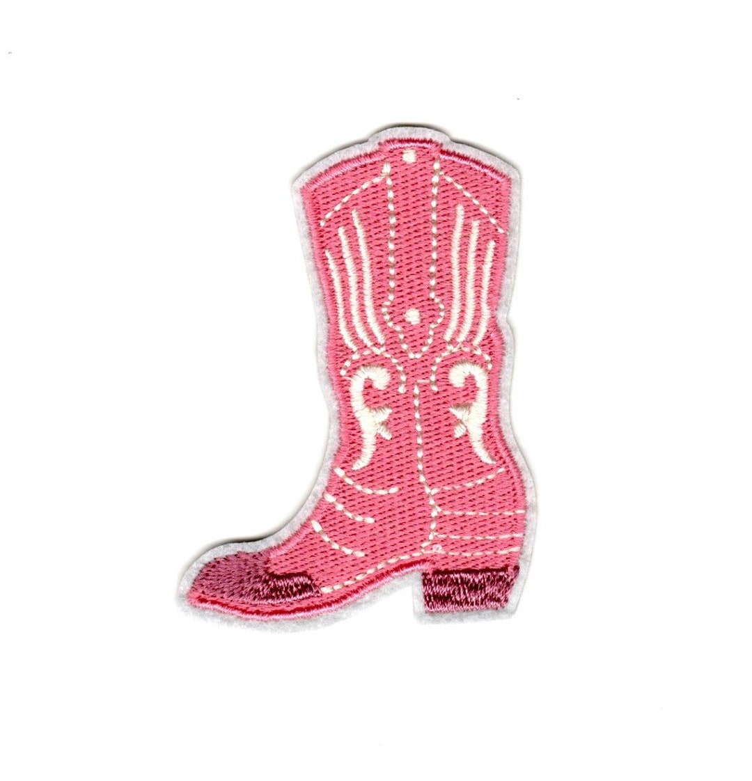 Boot Patch, Pink Cowgirl Boot Iron on Patch, Western Patches, Sew On ...