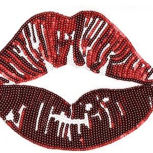 Lip Patch, Red Lips Patch, Sequin Patch, Iron on DIY Iron-on Sew-on ...