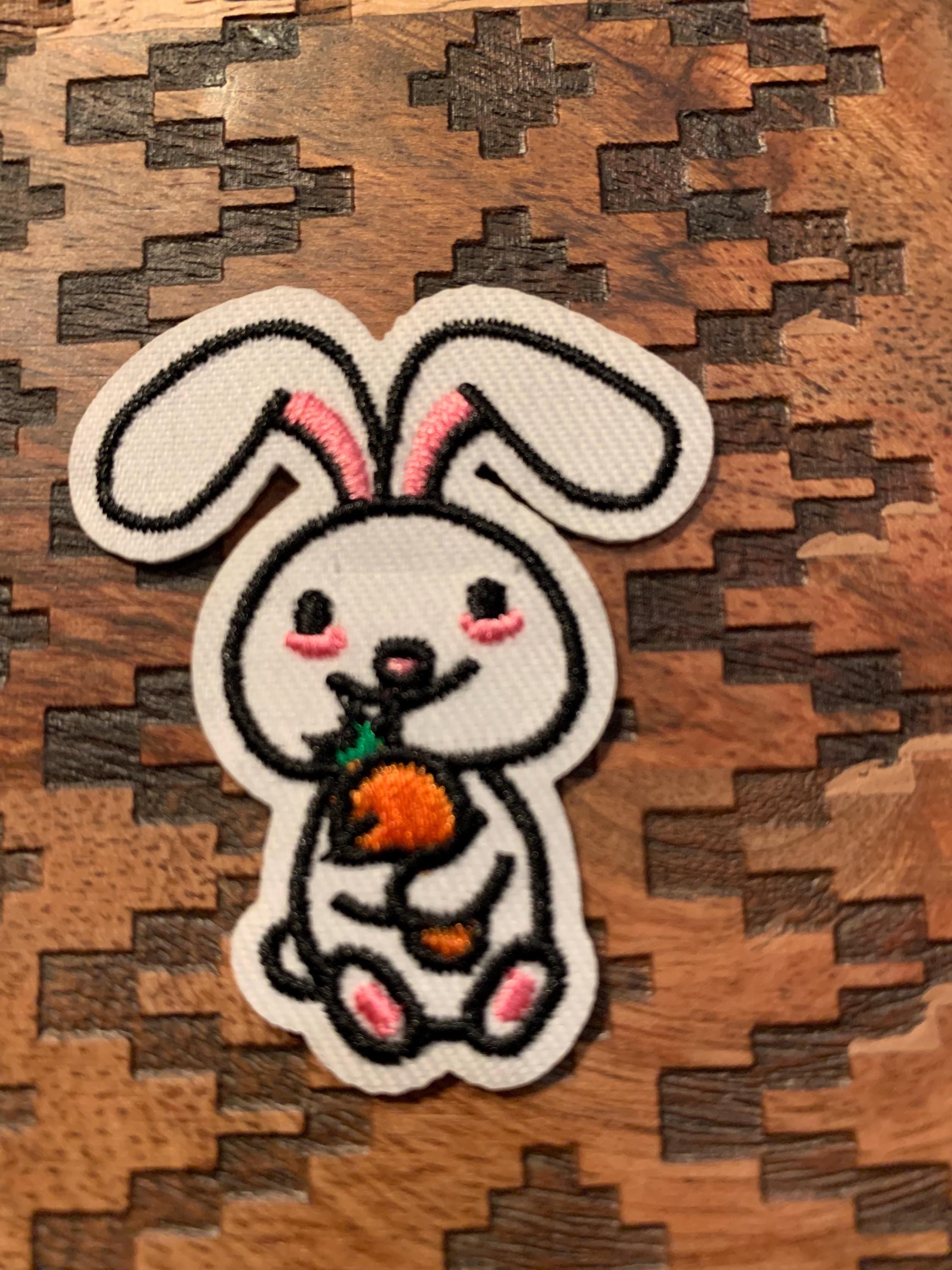 Bunny Patches, Bunny With Carrot, Chenille Rabbit Patches, Animal ...