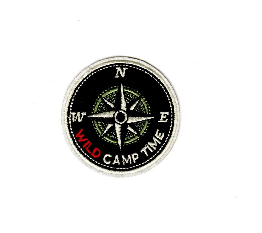 Compass Iron on Patch Embroidered Sew Patch Heat Adhesive Wild Camp ...