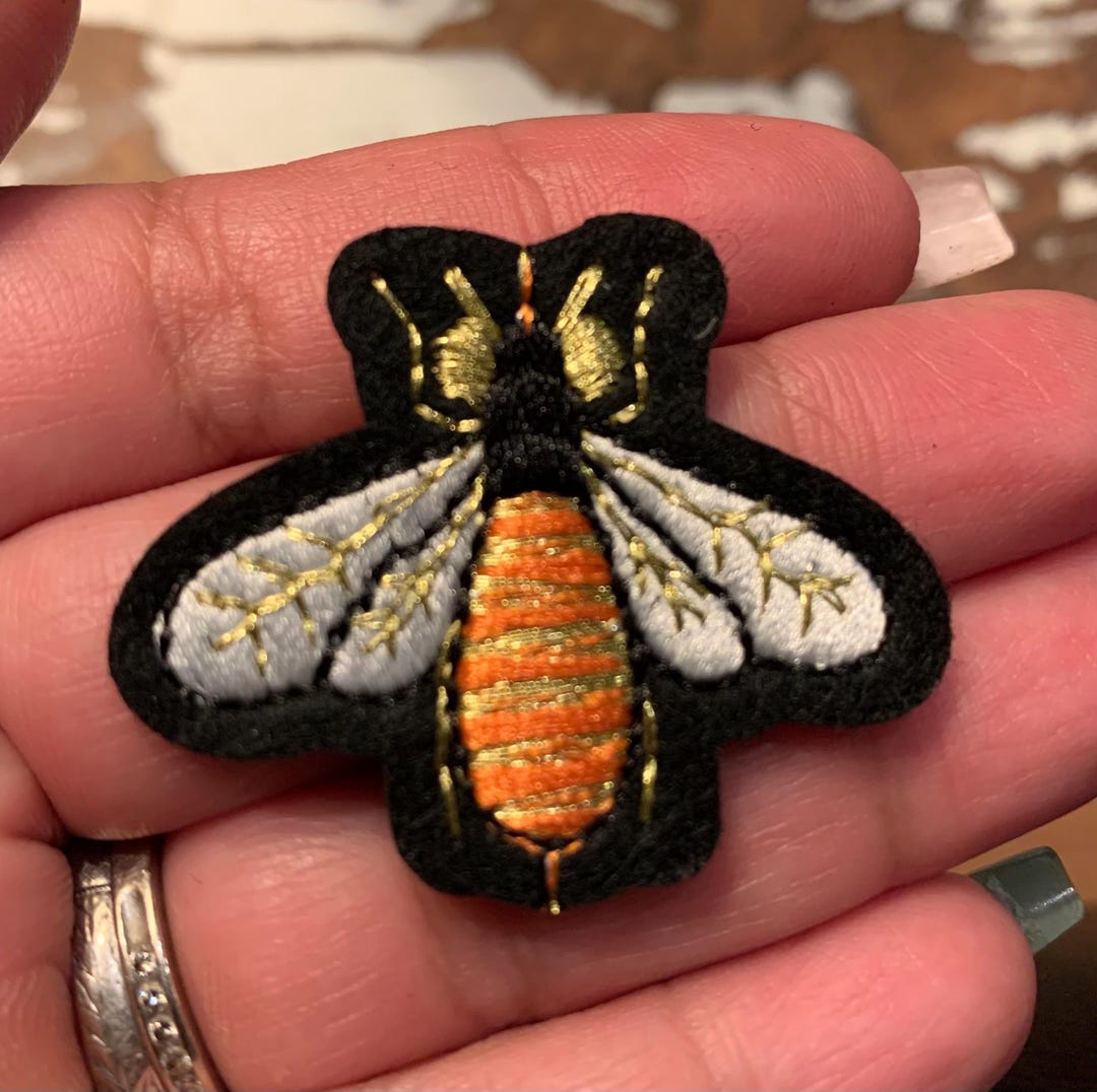 PATCH Gold Bee, Iron on Patches Embroidered Applique - Etsy