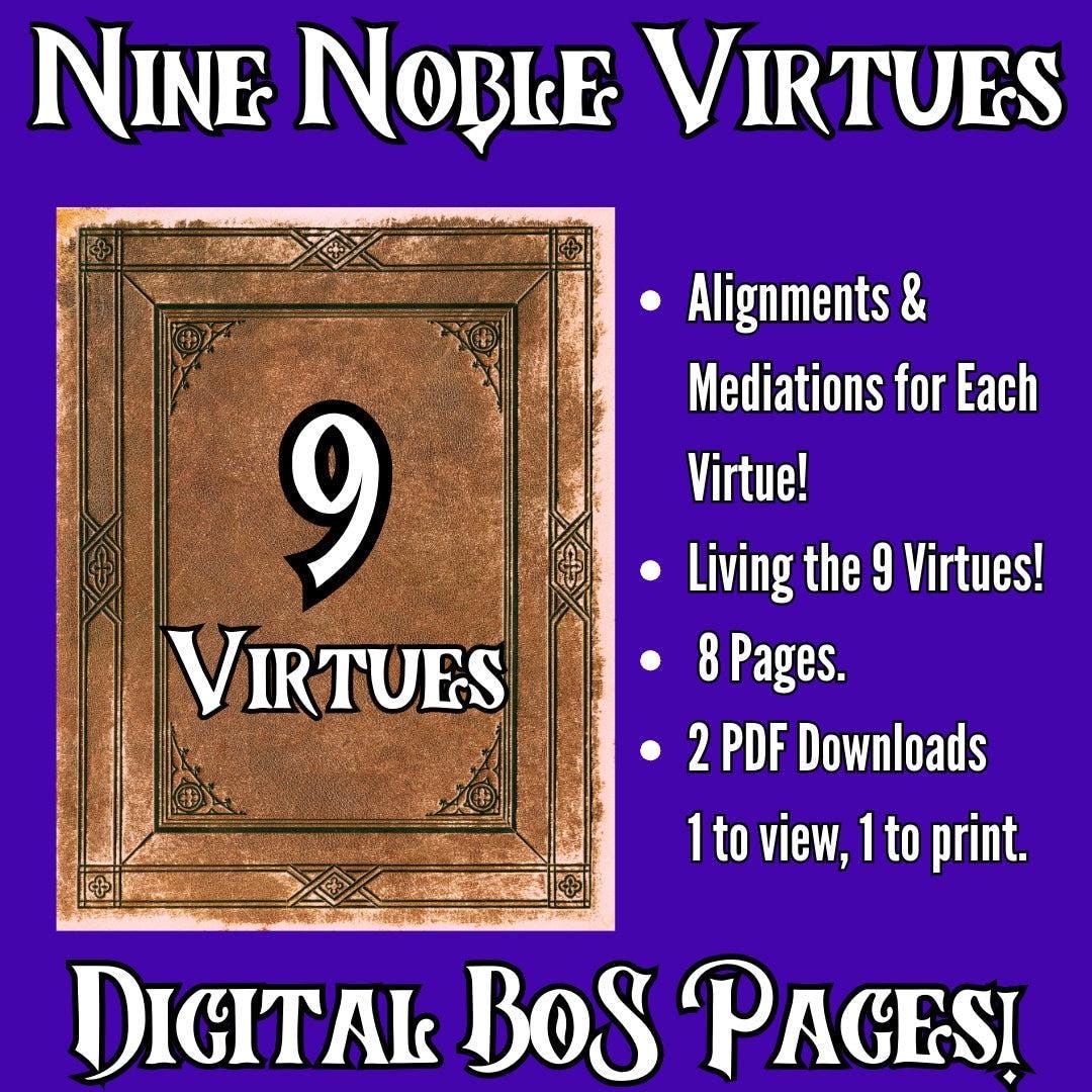 Nine Noble Virtues Grimoire Asatru Digital Sheets for Wisdom & Strength ...