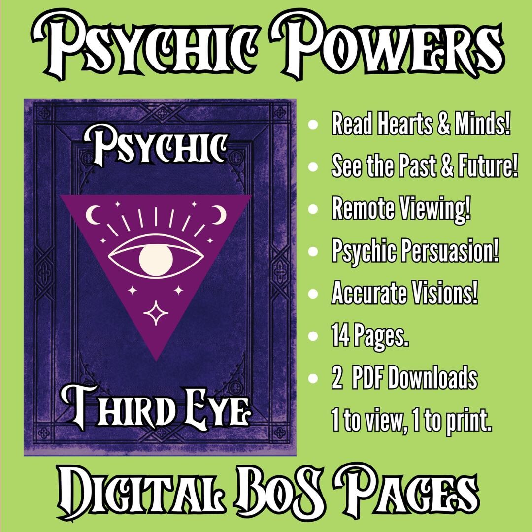 Third Eye Power Sheets Grimoire Pages for Psychic Development - Etsy
