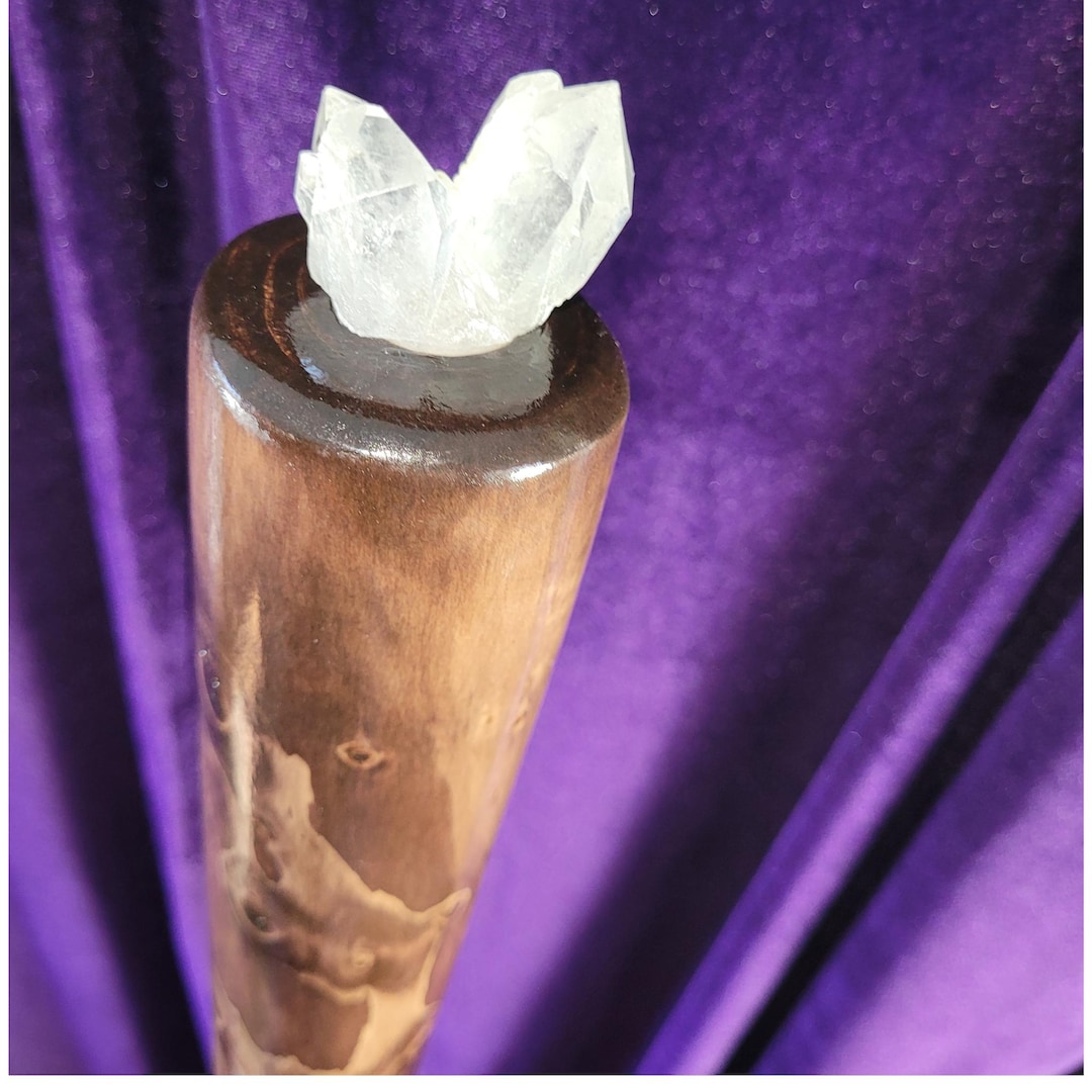 Power of Three Warlock Staff Grand Fir & Triple Quartz Crystal, 62 - Etsy