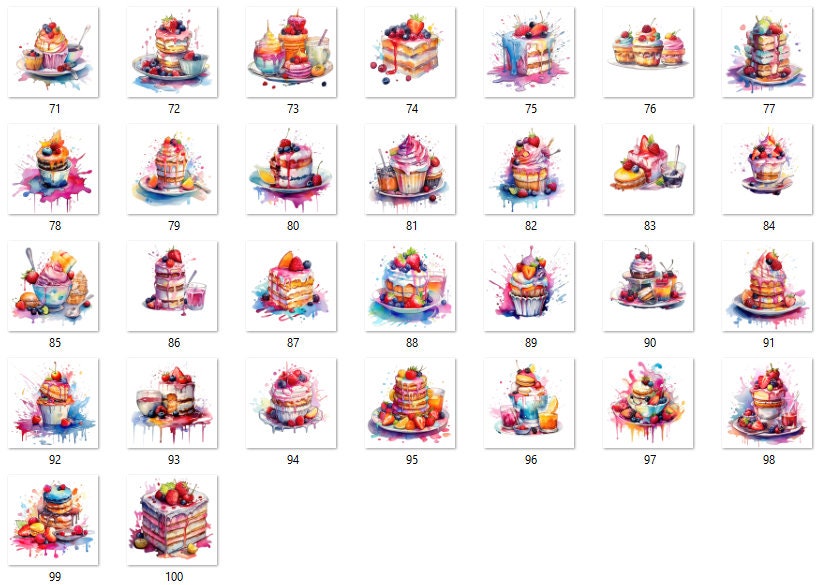 100 Watercolor Sweet Dessert Clipart, Dessert PNG, Dessert Clipart ...