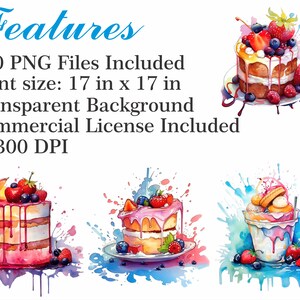 100 Watercolor Sweet Dessert Clipart, Dessert PNG, Dessert Clipart ...