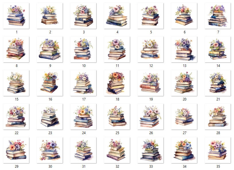 100 Stack of Old Books Clipart Stack Library Fantasy Floral Books ...