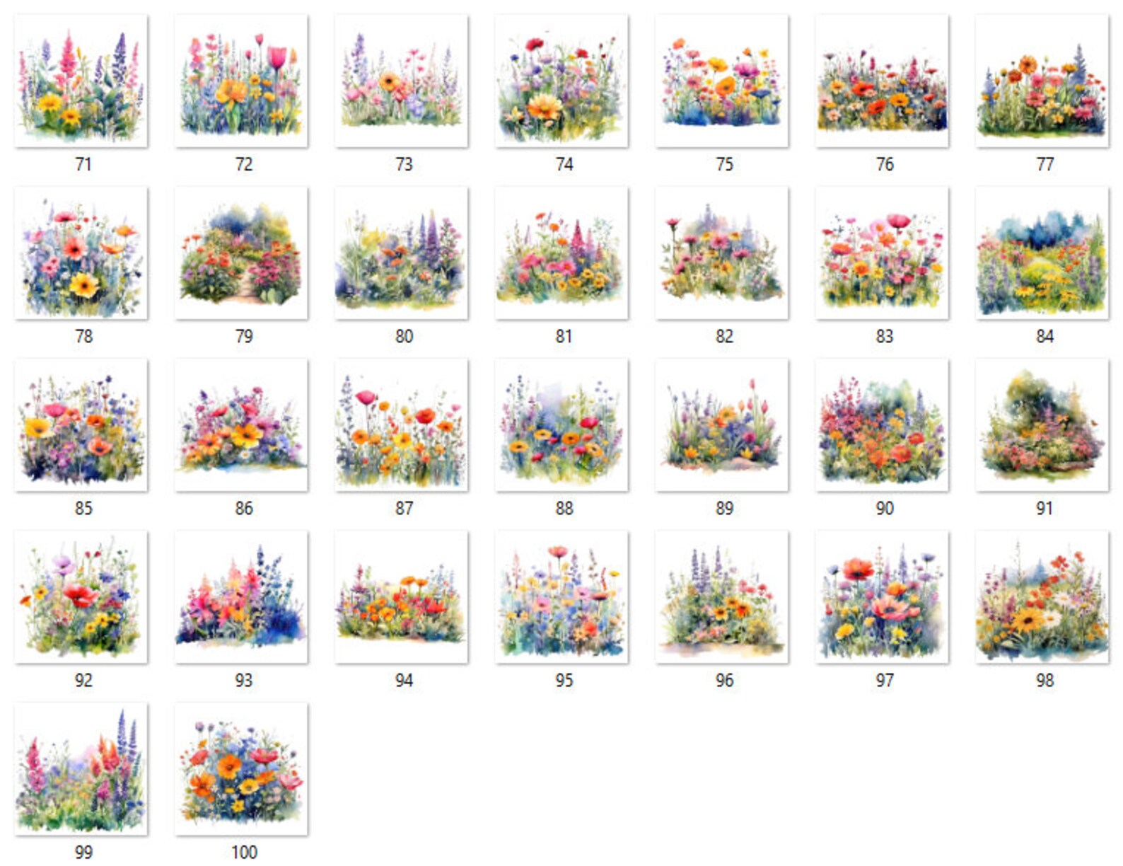 100 Garden Flowers Clipart, Watercolor Garden Clipart, Floral Clipart ...