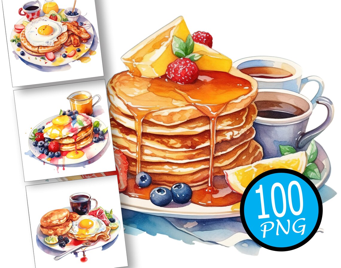 100 American Breakfast Clipart, Breakfast Foods Clipart, Breakfast ...