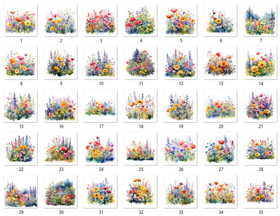 100 Garden Flowers Clipart Watercolor Garden Clipart Floral - Etsy