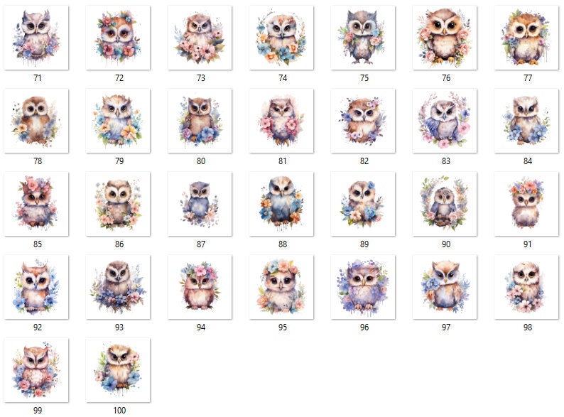 100 Baby Owl Clipart, Watercolor Baby Owl, Cute Owl Clipart, Owl ...