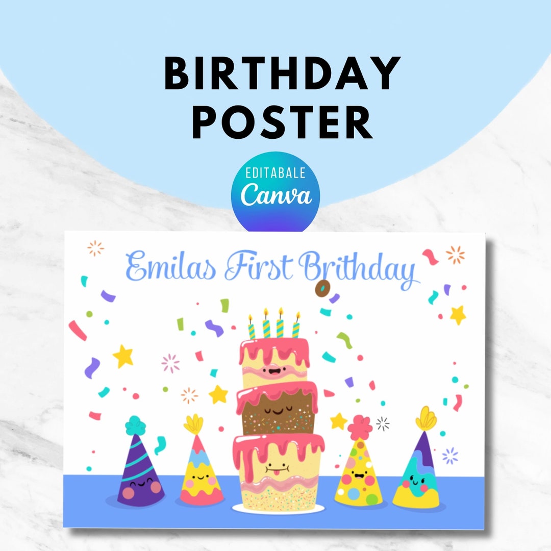 Party Cake Themed Birthday Poster Board First Birthday - Etsy