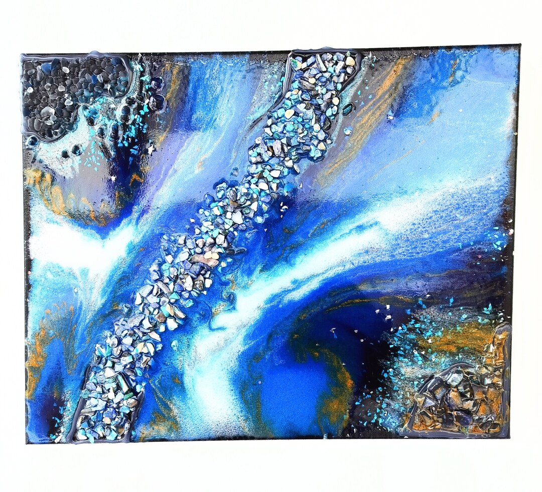 Epoxy Wall Art, Blue River, Geode Style - Etsy