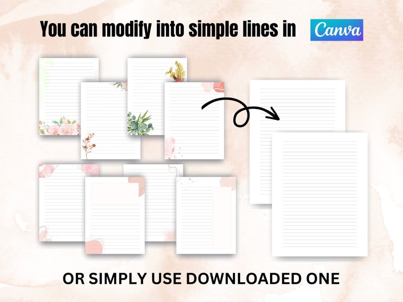 Digital Printable Template, Editable Printable Lined Pages, Canva ...