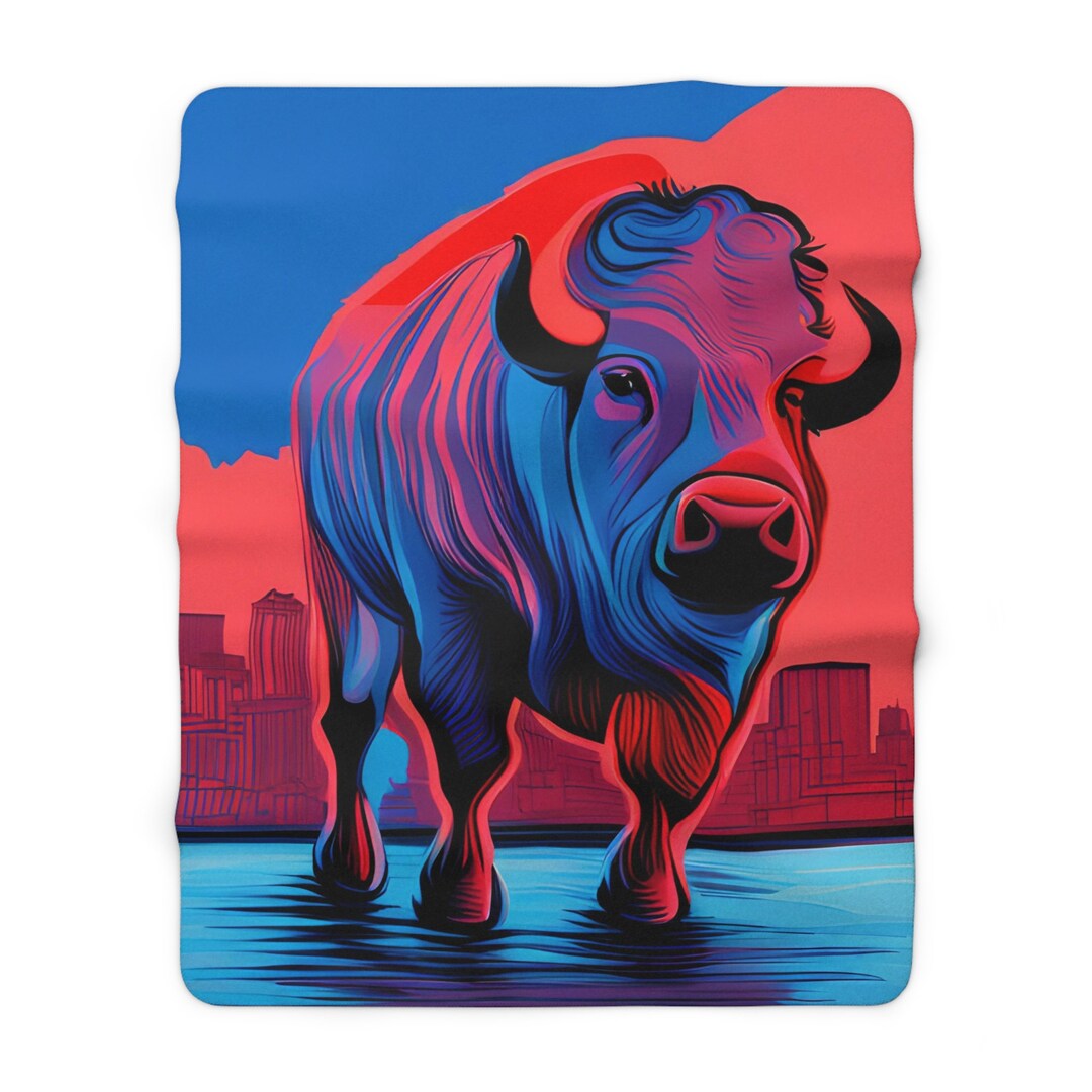 Original Buffalo Red and Blue Sherpa Fleece Blanket - Etsy