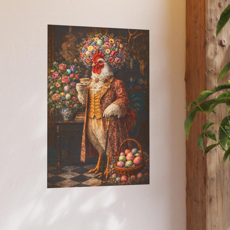 Victorian Easter Rooster Poster | Satin and Archival Matte Prints - Etsy