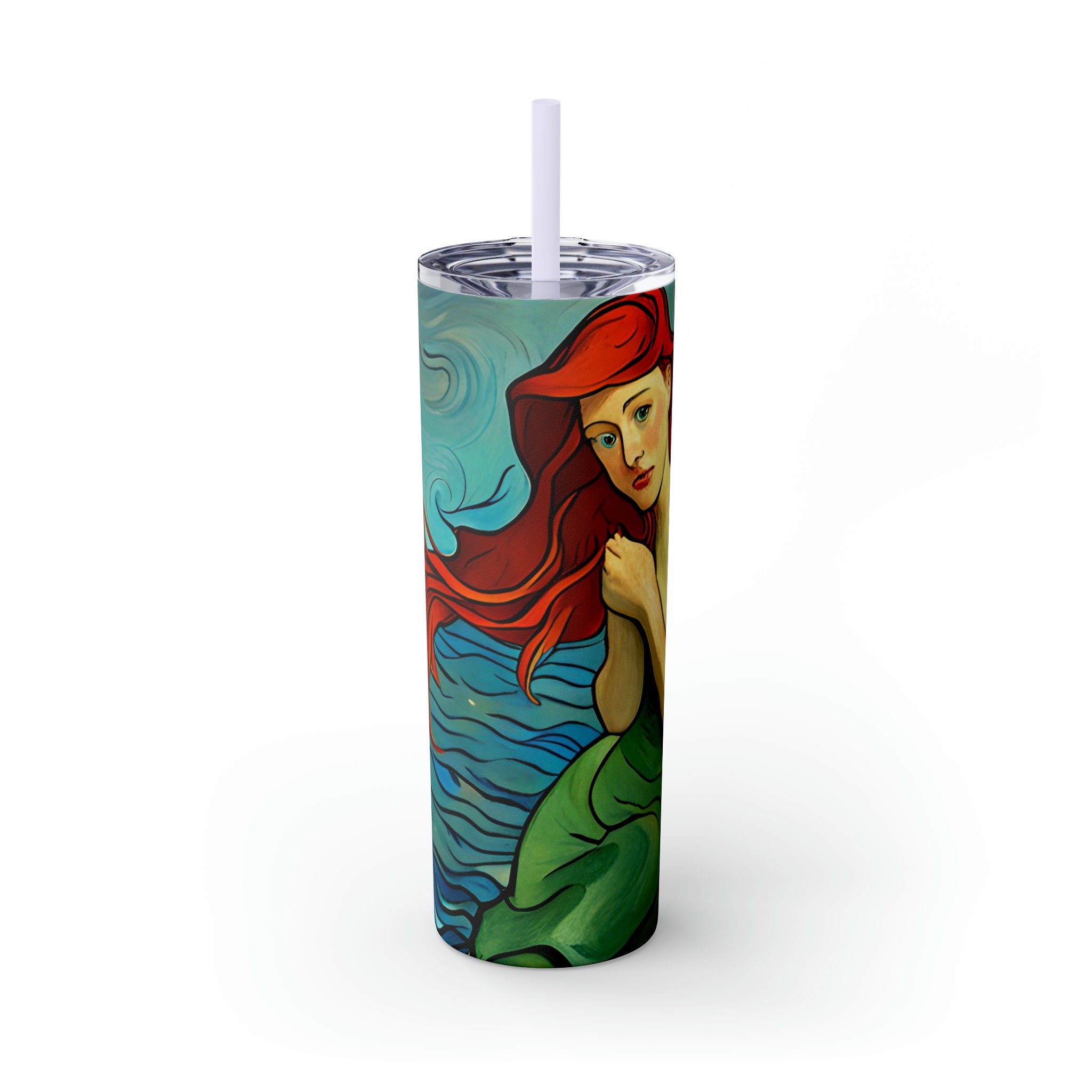 The Little Mermaid Van Gogh Inspired Skinny Tumbler With Straw, 20oz - Etsy
