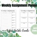 Weekly Assignment Printable - Etsy