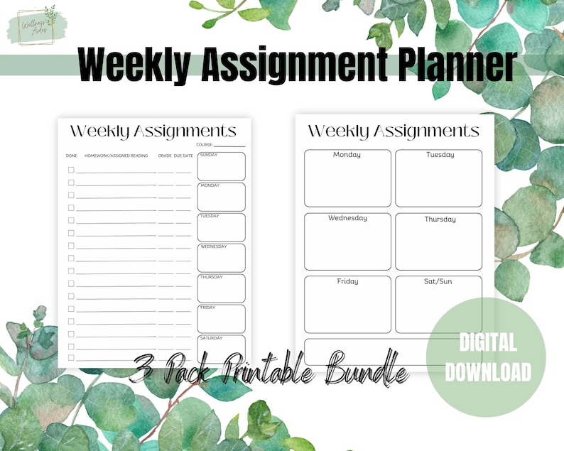 Weekly Assignment Printable - Etsy