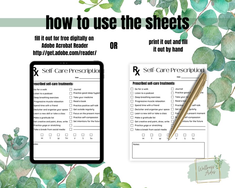Self-care Prescription Printable for Mental Wellness - Etsy