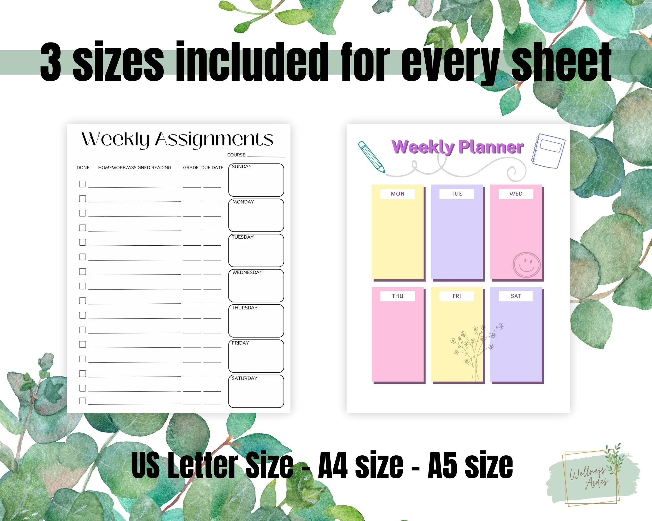 Weekly Assignment Printable - Etsy