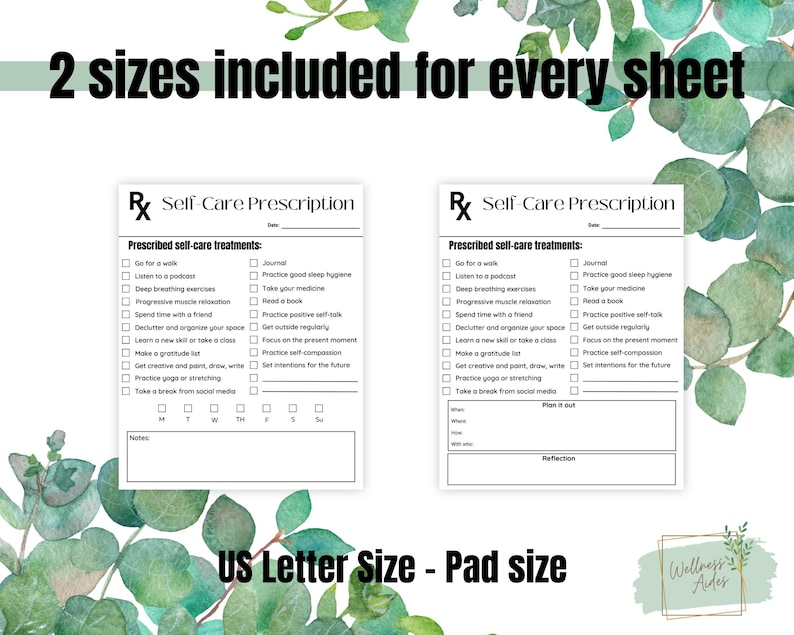 Self-care Prescription Printable for Mental Wellness - Etsy
