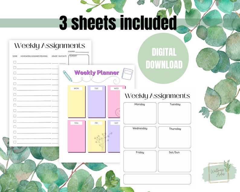 Weekly Assignment Printable - Etsy