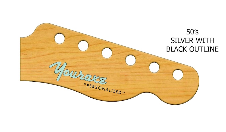 Custom Headstock Waterslide Decals (METALLIC Gold or Silver With ...
