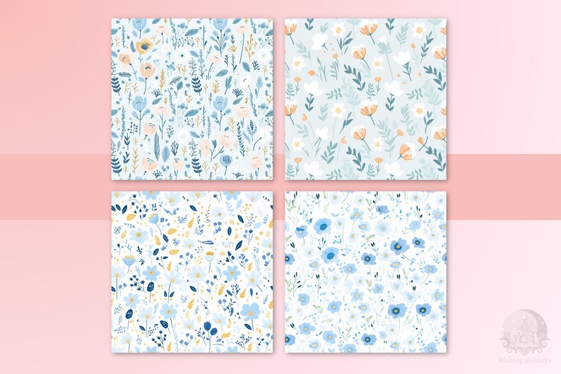 Whimsical Spring Floral Digital Paper Pack - Seamless 12x12, High-res ...