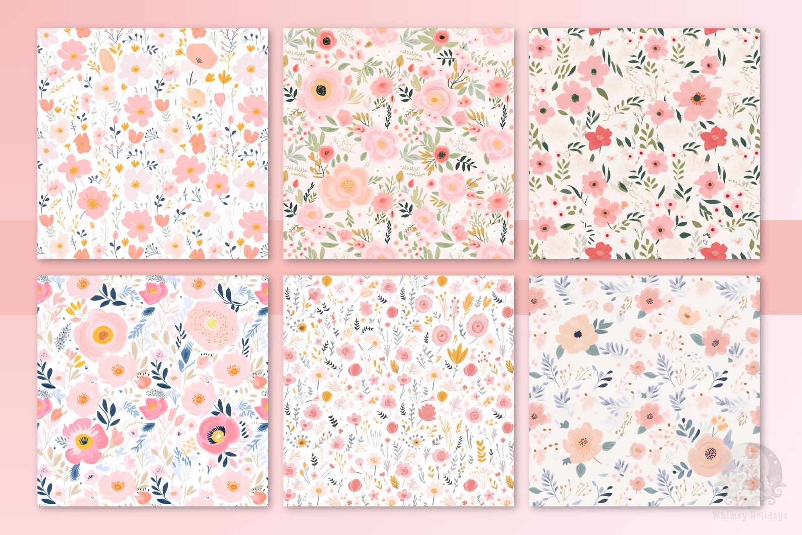 Whimsical Spring Floral Digital Paper Pack - Seamless 12x12, High-res ...