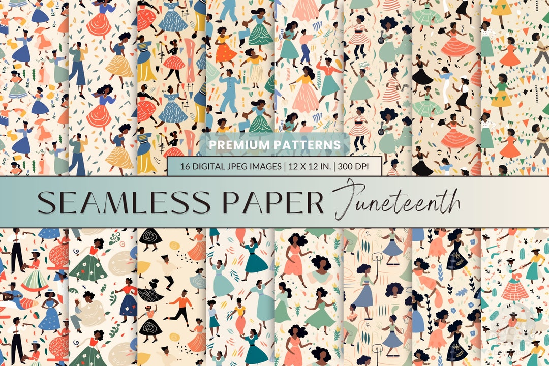 Juneteenth Celebration Digital Paper Pack - Vibrant 16 Seamless ...