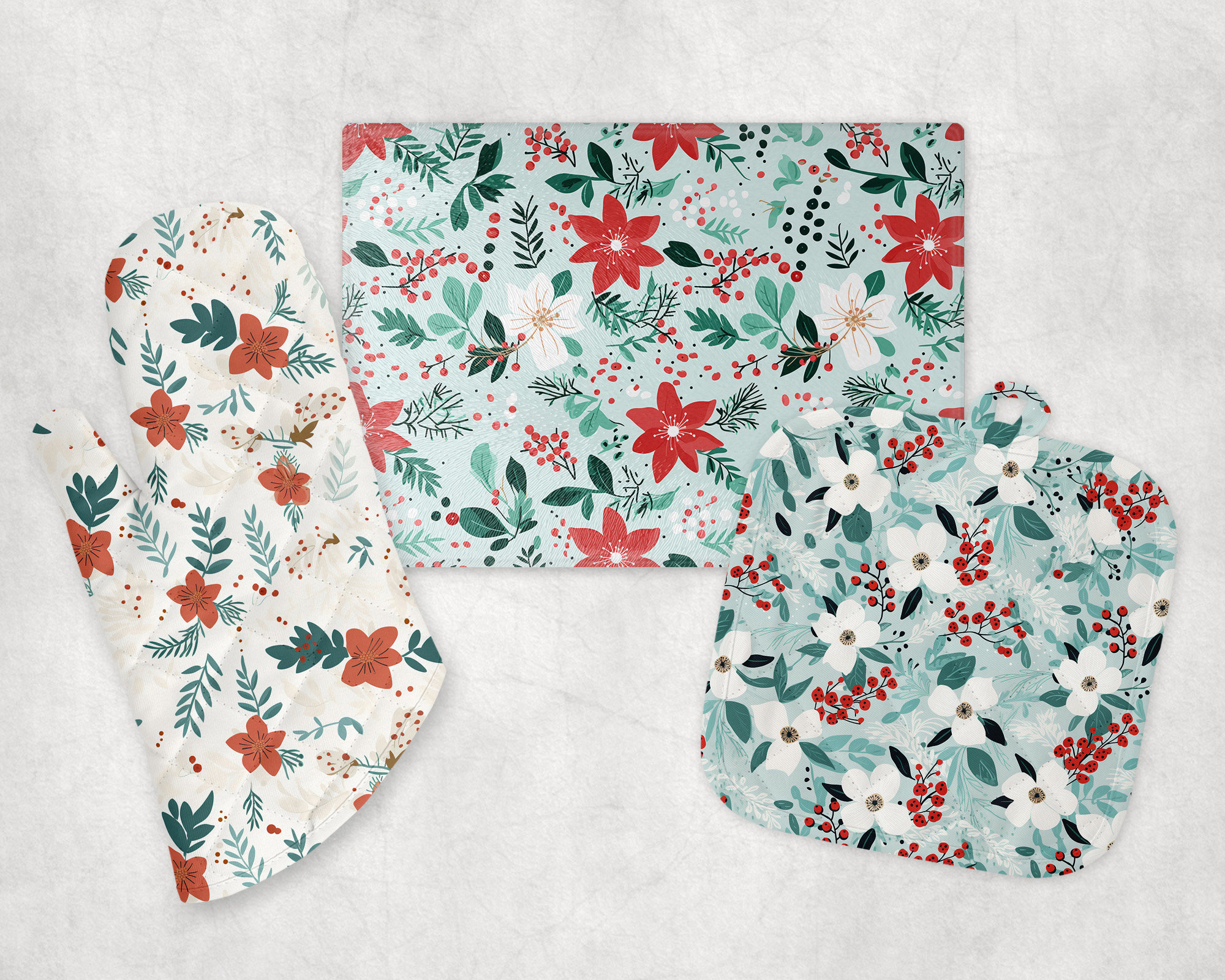 Whimsical Winter Floral Digital Paper Pack - Seamless 12x12, High-res ...