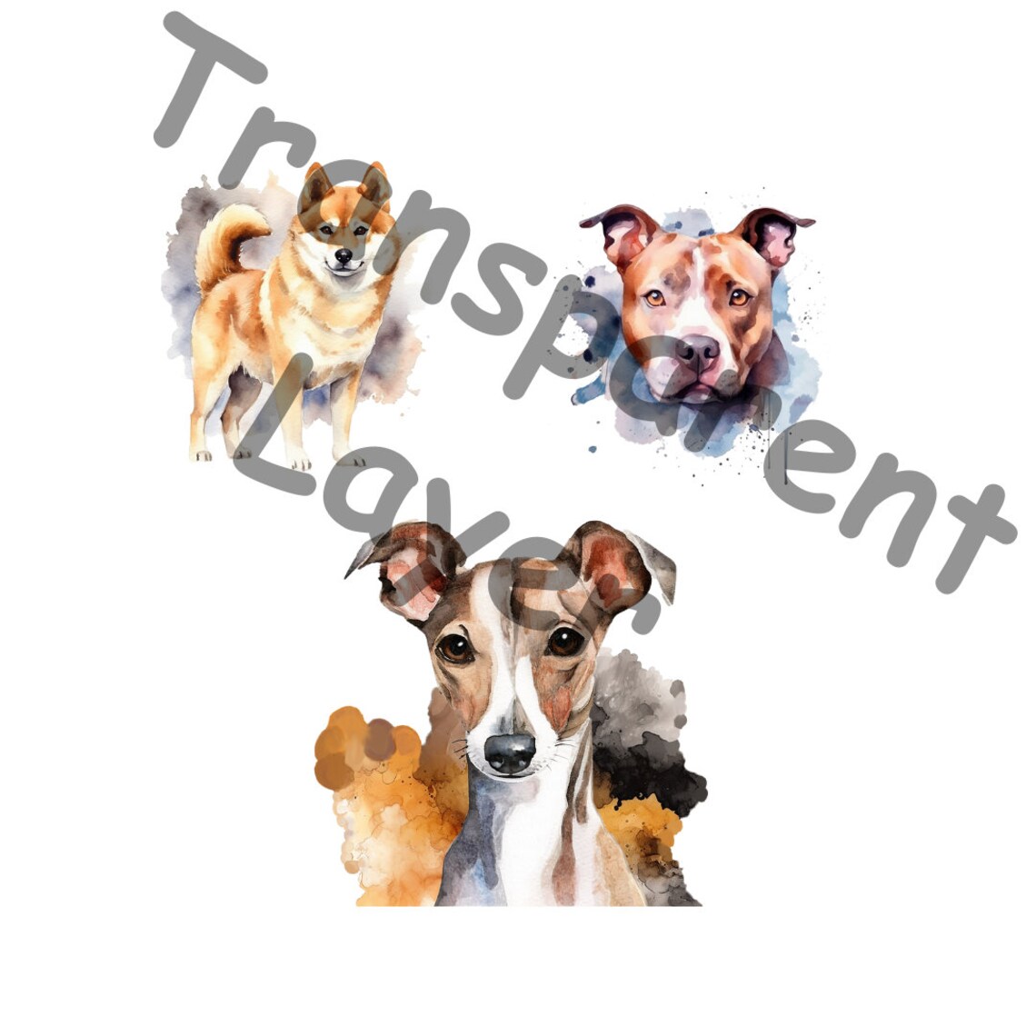 Watercolor Dog Clip Art, PNG Commercial Use, 3 Transparent Layer - Etsy