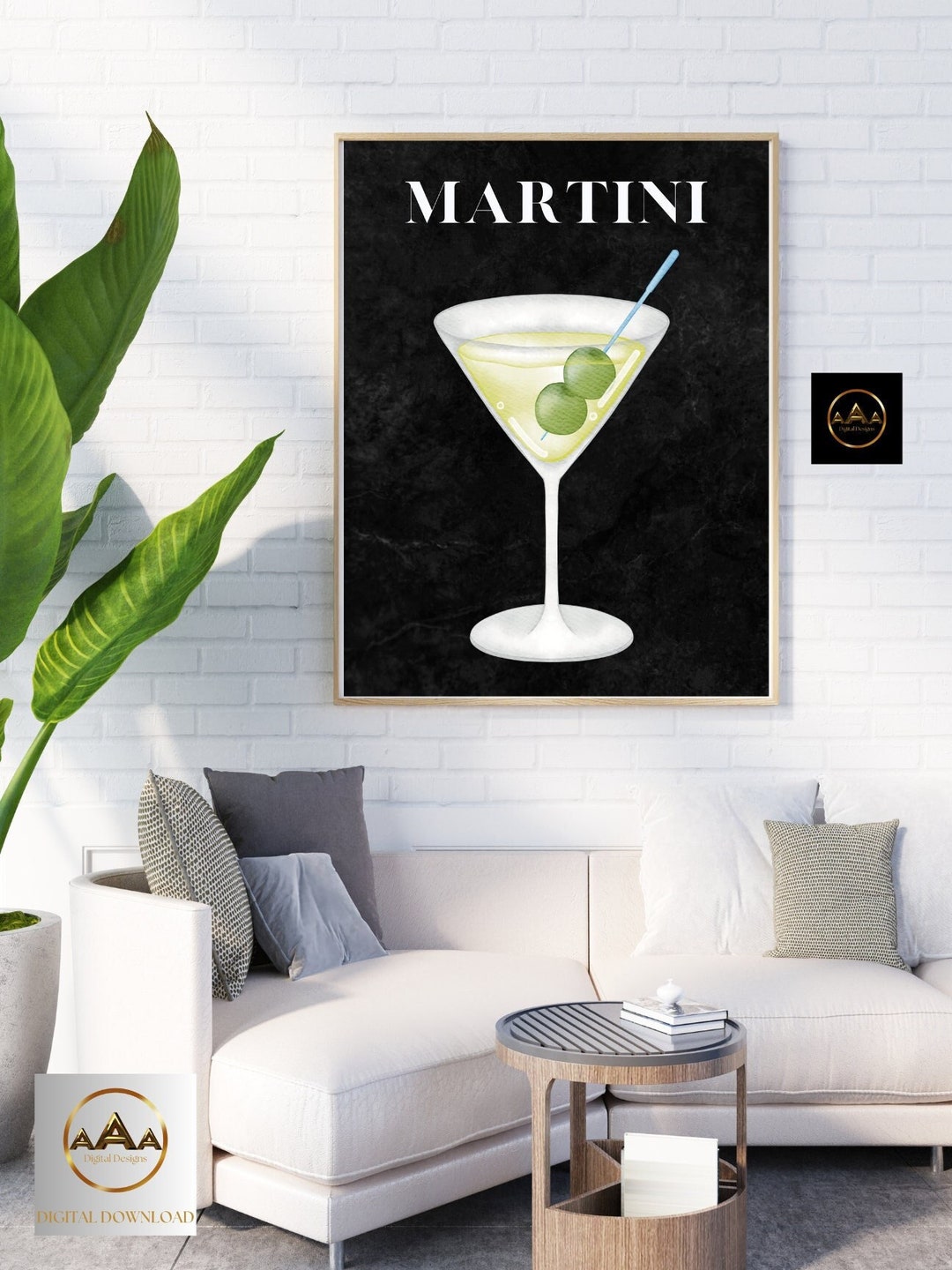 Chalk Wall Decor Martini Kitchen Mixed Drink Cocktail Wall Art - Etsy