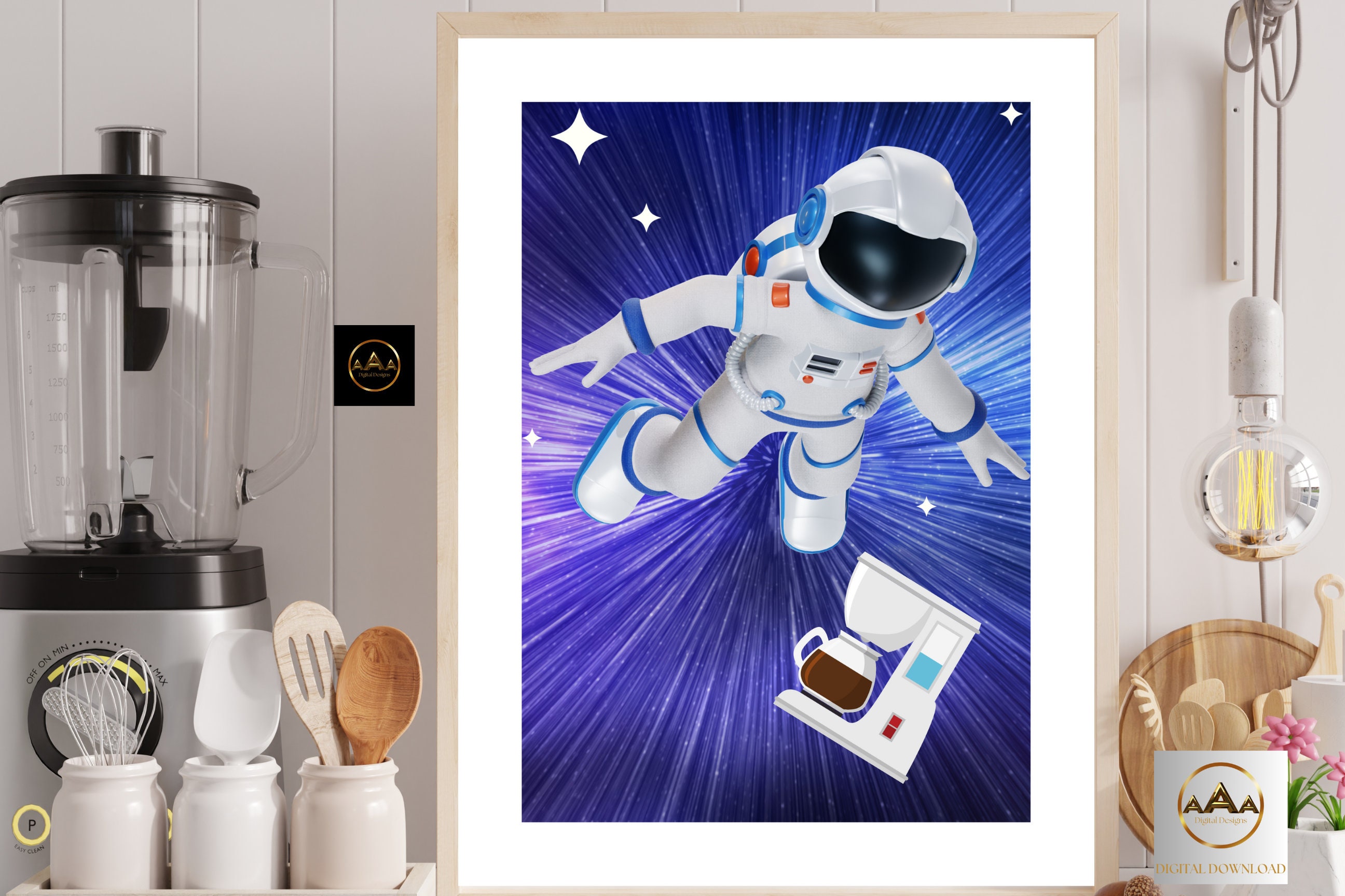 Coffee Wall Art Space Astronaut Cafe Expresso Downloadable Print ...