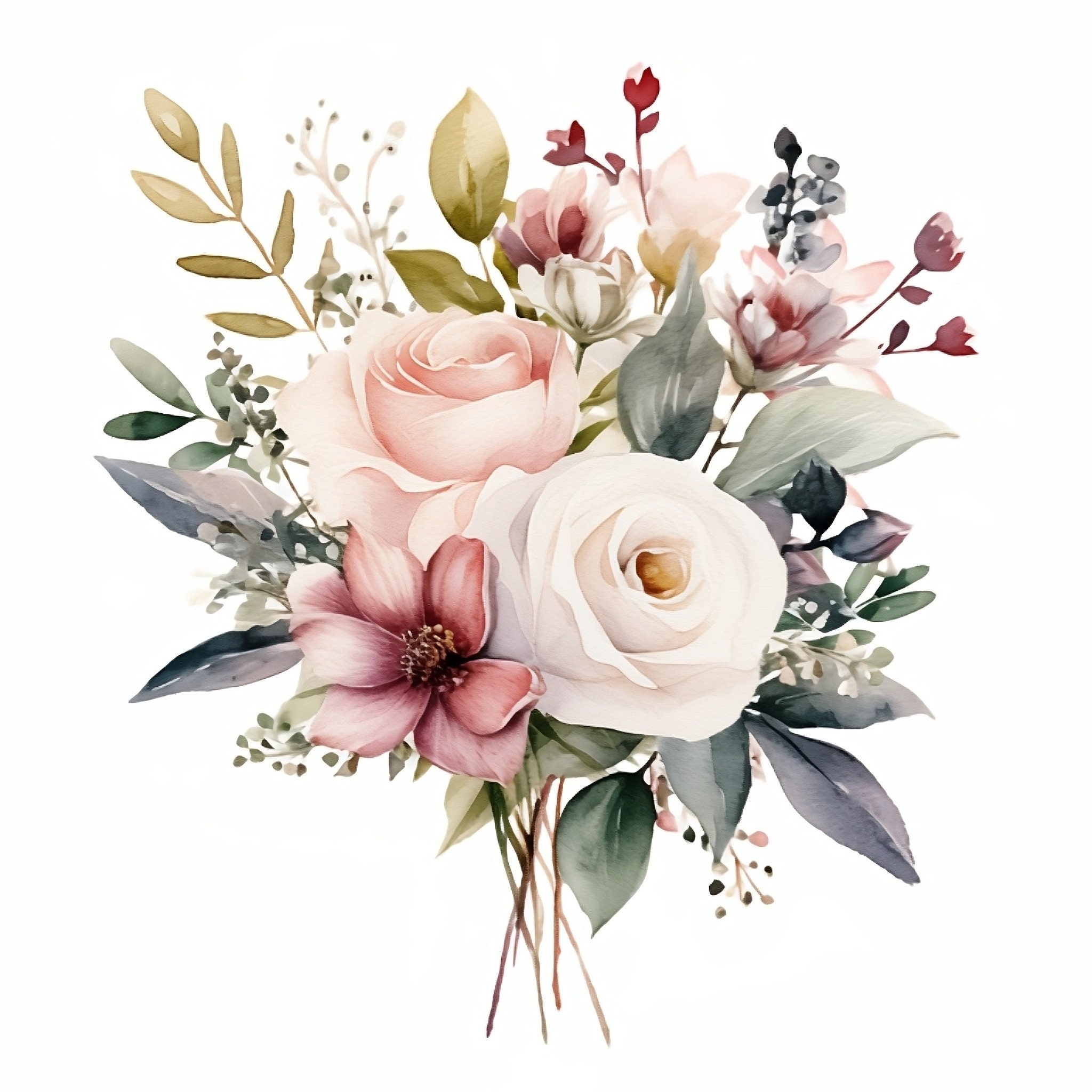 Wedding Flowers Clipart, 20 High Quality Jpgs, Paper Craft, Mixed Media ...