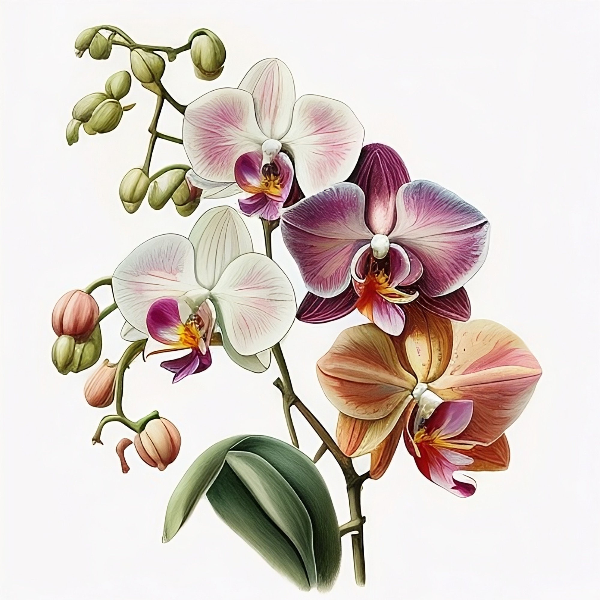 Orchids Clipart, 20 High Quality Jpgs, Digital Paper Craft, Mixed Media ...