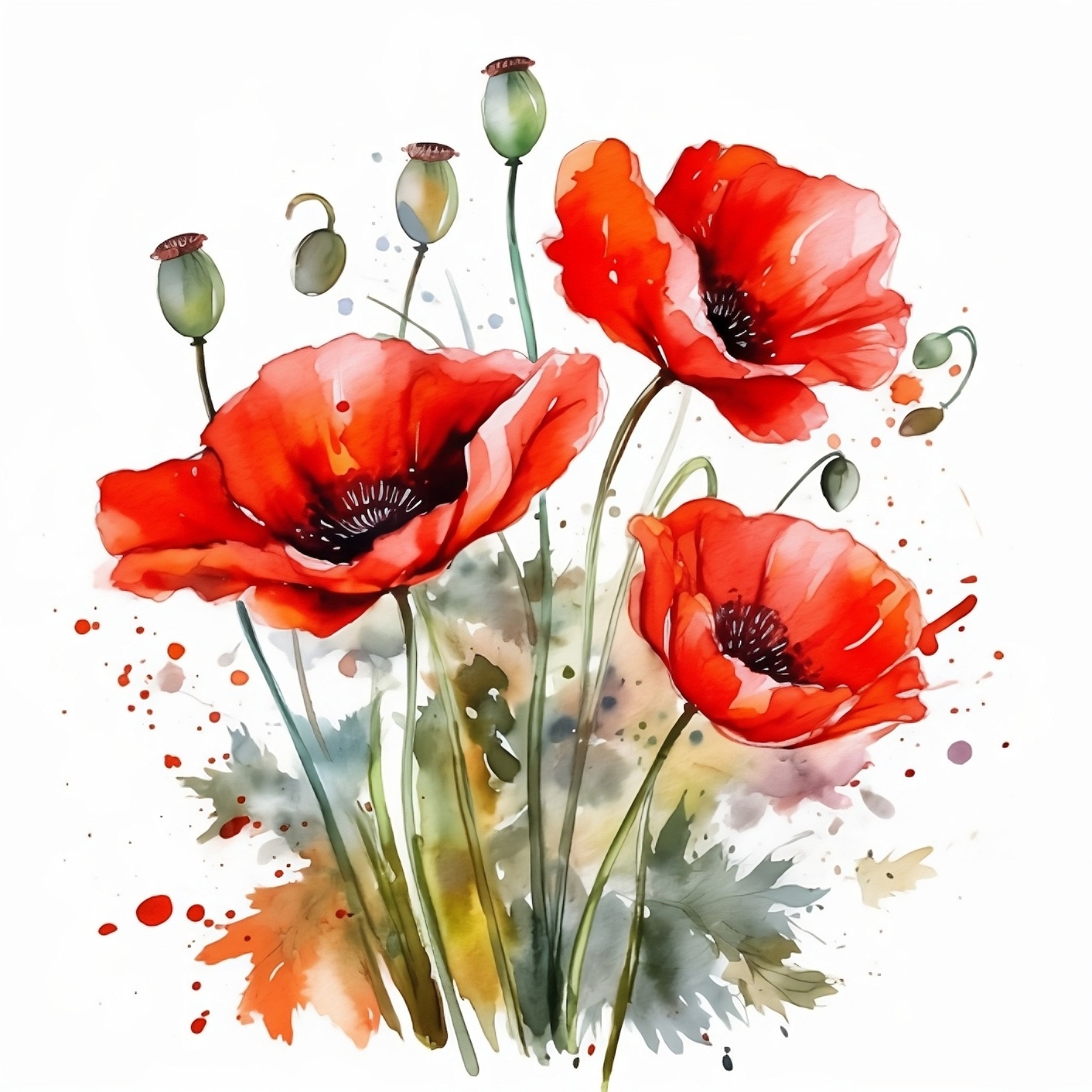 Klaprozen Clipart, 20 JPG's van hoge kwaliteit, papierambacht, mixed ...