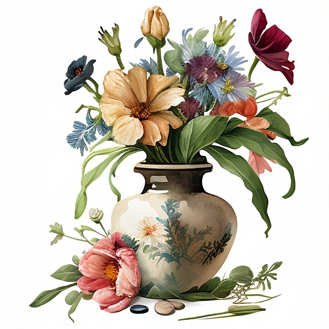 Vase of Flowers Clipart Set: 20 High Resolution Jpgs, Ideal for Card ...