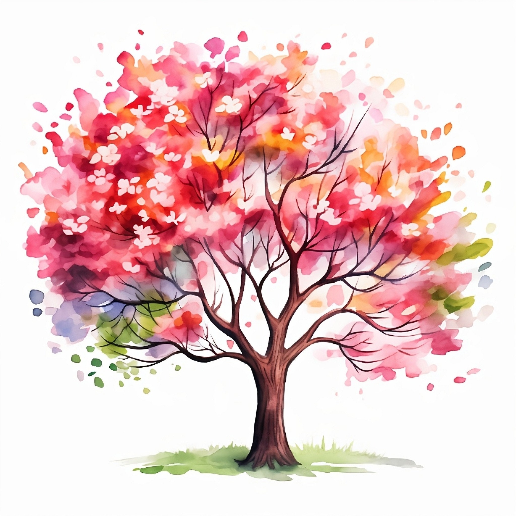 Spring Trees Clipart, 20 High Quality Jpgs, Paper Craft, Mixed Media ...
