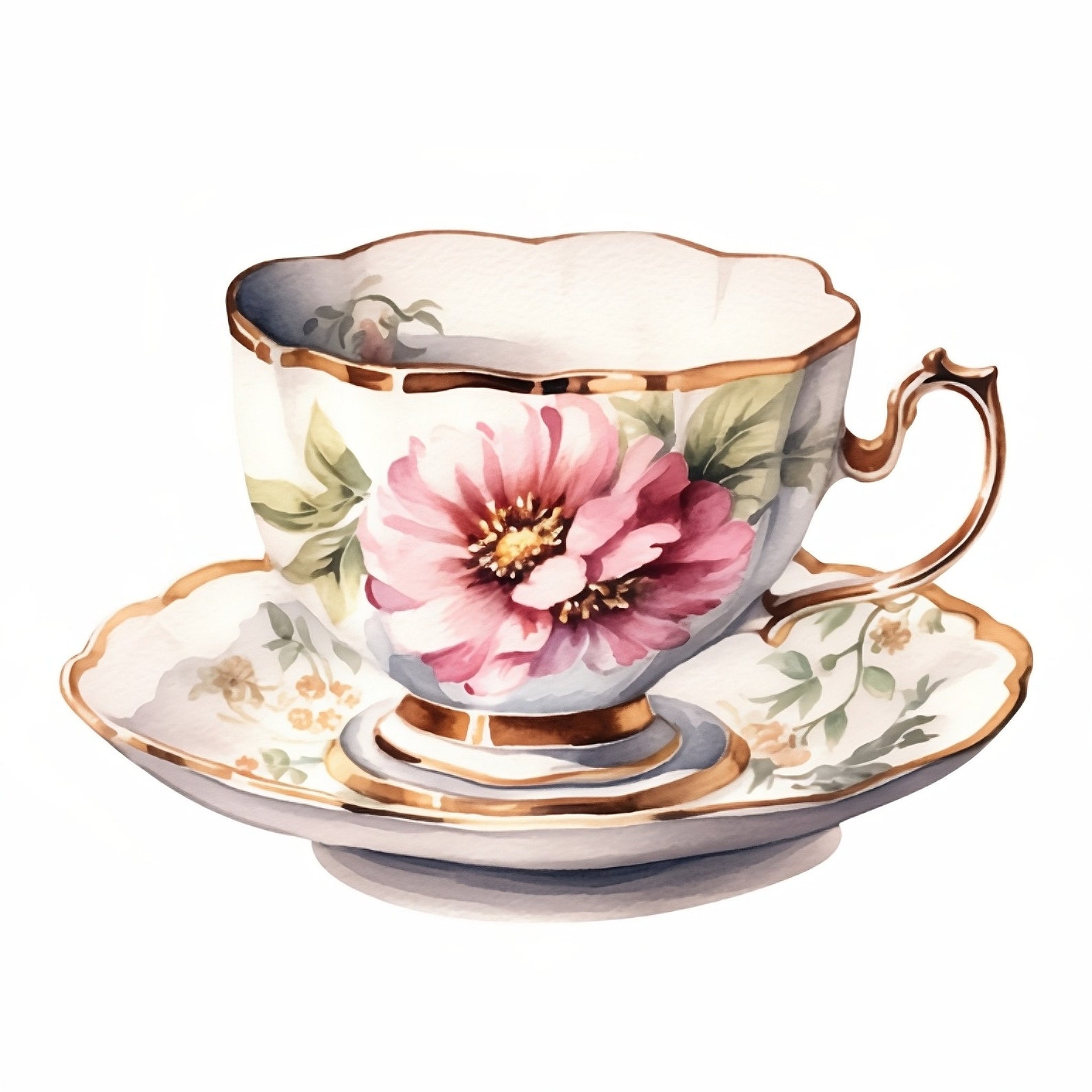 Vintage Pink Teacup Clipart, 20 High Quality Jpgs, Flower Teacup, Paper ...