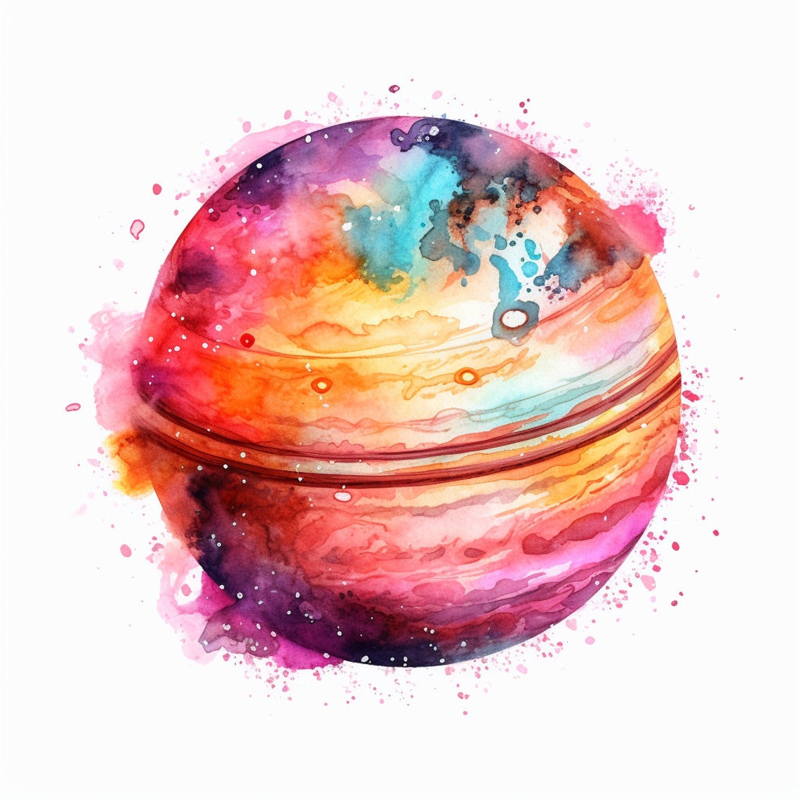 Watercolor Planets Clipart, 16 High Quality Pngs, Digital Paper Craft ...