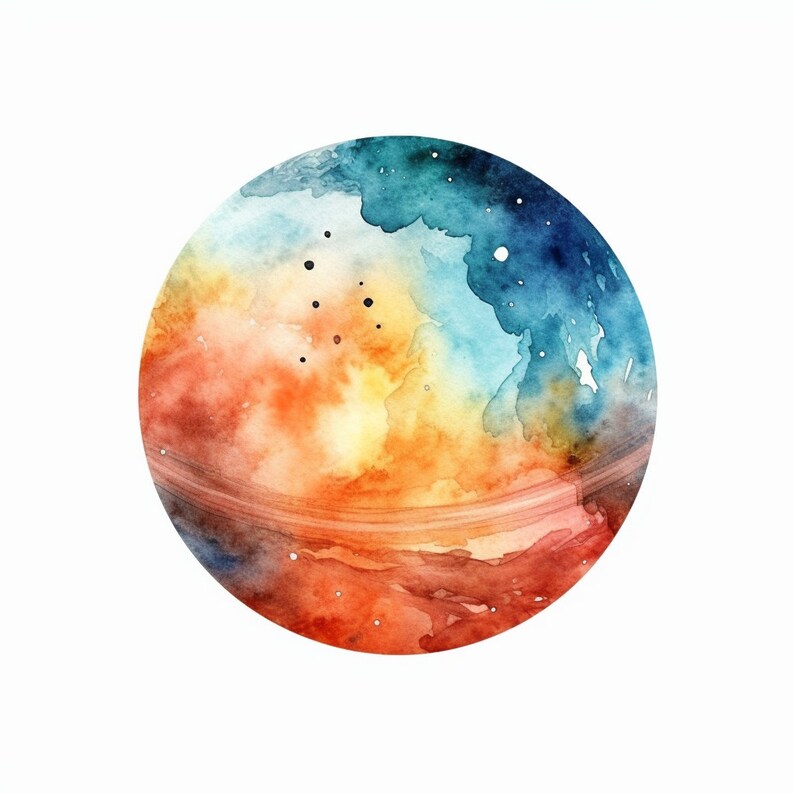 Watercolor Planets Clipart, 16 High Quality Pngs, Digital Paper Craft ...