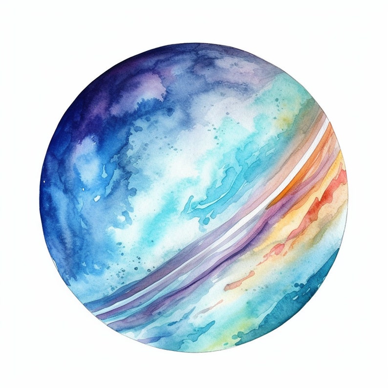 Watercolor Planets Clipart, 16 High Quality Pngs, Digital Paper Craft ...
