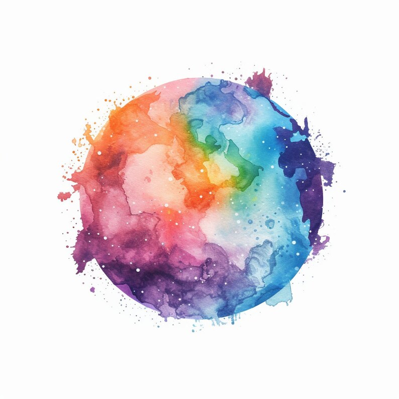 Watercolor Planets Clipart, 16 High Quality Pngs, Digital Paper Craft ...