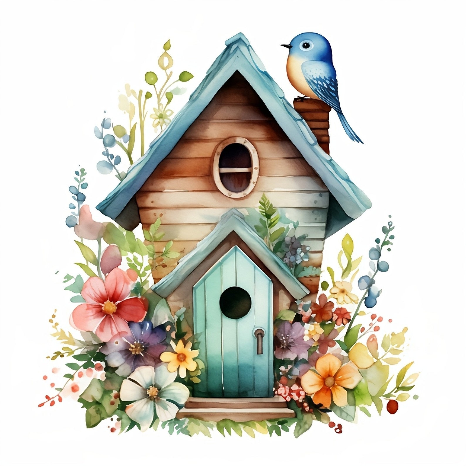 Bird Houses Clipart, 20 High Quality Jpgs, Paper Craft, Mixed Media ...